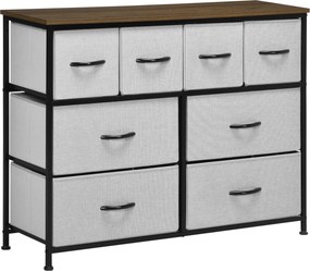 HOMCOM Komoda se 8 zásuvkami, skládací úložná jednotka na tkaniny - černý ocelový rám - 100 x 30 x 78 cm