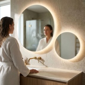 Rea Zrcadlo ⌀90 a ⌀45 cm s vyhříváním a regulovatelným LED osvětlením HOM-08532