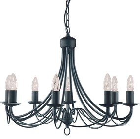SEARCHLIGHT Černý lustr MAYPOLE 6348-8BK