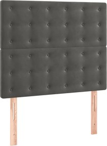 Box spring postel s matrací a LED tmavě šedá 80 x 200 cm samet 3136330