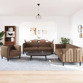 3dílná sedací souprava hnědá textil 3209237