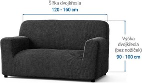Bielastické potahy COSTINA antracit dvojkřeslo (š. 120 - 160 cm)