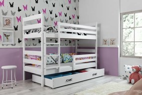 BMS Group Dětská patrová postel s úložným prostorem ERYK bílá Velikost postele: 190x80 cm, Barva šuplíku: Zelená
