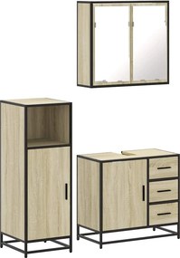 3dílný set koupelnového nábytku dub sonoma kompozitní dřevo 3300956