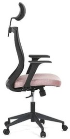 Autronic Kancelářská židle Kancelářská židle, černá MESH síťovina, růžová látka, houpací mechanismus, plastový kříž, kolečka pro tvrdé podlahy (KA-V328 PINK)