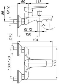 KFA Armatura 5024-010-00 - Vanová baterie TANZANIT lesklý chrom