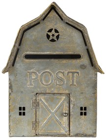 Šedá retro poštovní schránka ve tvaru domu Post - 26*11*35 cm