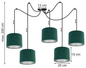 Závěsné svítidlo MEDIOLAN SPIDER, 5x textilní stínítko (výběr z 10 barev), (výběr ze 2 barev konstrukce), CH