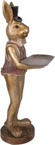 Zlatá antik dekorace králík s podnosem - 19*15*52 cm