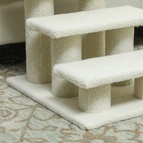 PawHut Kočičí schůdky 3 stupně, zvířecí schody, schody pro kočku, domácí schůdky plyšové 45 x 35 x 34 cm, béžové