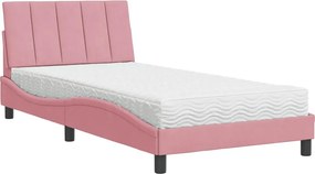 Postel s matrací Hanko růžová 100 x 200 cm samet 3208585