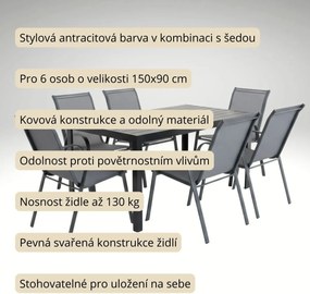 Vikio Zahradní set 150x90 pro 6 osob DK304S antracit/šedá