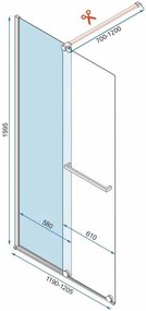 Posuvná bezrámová sprchová zástěna REA CORTIS 120 cm, černá/transparent - bez vaničky