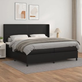 Box spring postel s matrací černá 200x200 cm umělá kůže 3132399