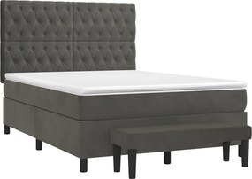 Box spring postel s matrací tmavě šedá 140x200 cm samet 3138026