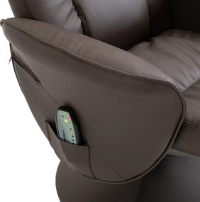 HOMCOM 2-St TV křeslo s funkcí polohování 360° otočné polohovací křeslo s 10 masážními body v imitaci kůže v hnědé barvě Š76 x D81 x V105 cm | Aosom.…
