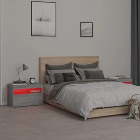 Noční stolky 2 ks s LED osvětlením šedé sonoma 60 x 35 x 40 cm 3152829