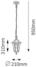 Rabalux VELENCE venkovní závěsné svítidlo 8238