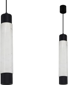 Závěsné svítidlo Marble, 1x mramorové/černé kovové stínítko, w
