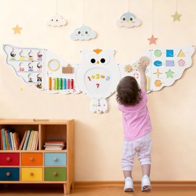 Costway 11 v 1 Busy Board Sovičky Aktivní stěna s panely Dřevěné Montessori