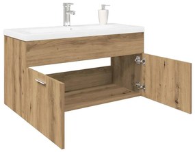 Umyvadlová skříňka s vestavěným umyvadlem dub artisan kompozit 3328910