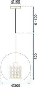 Toolight - závěsná skleněná lampa APP556-1CP 30cm, zlatá, OSW-08749