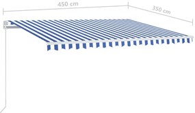 vidaXL Marketos Ručně zatahovací markýza 450 x 350 cm modrobílá