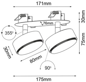 Brosline 3261 - Podhledové bodové svítidlo DROP 2xGX53/9W/230V černá