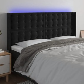 Čelo postele s LED černé 203 x 16 x 118/128 cm samet 3124550