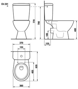 Jika Lyra Plus WC mísa Rimless se zadním odpadem, bílá H8247260000001