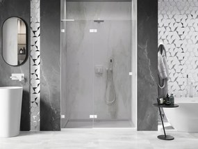 Mexen Lunar L, levé otočné sprchové dveře 135 cm, 8mm čiré sklo, bílý profil, 834L-135-000-20-00-L