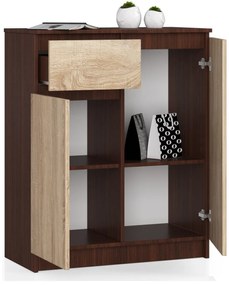 Komoda Kiara 80 cm 2 skříňky a 1 šuplík wenge/dub sonoma