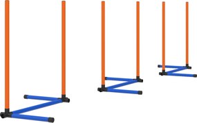 PawHut 3dílná agility sada pro psy se slalomovými tyčemi, zemními kolíky a přepravní taškou — přenosné tréninkové vybavení do interiéru i exteriéru, o