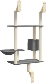 Nástěnné škrabadlo pro kočky se sloupkem tmavě šedé 153 cm 172406