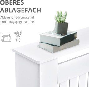 HOMCOM MDF Kryt Radiátoru se Šprušlemi, Kryt Radiátoru pro Domov a Kancelář, 152x19x81 cm, Bílý