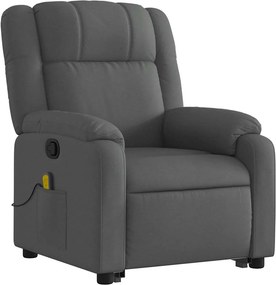 Zvedací masážní polohovací křeslo tmavě šedé textil 3205215