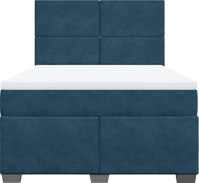 Box spring postel s matrací modrá 140 x 190 cm samet 3290904