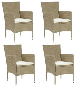 Zahradní jídelní židle 4 ks polyratan béžové 310564