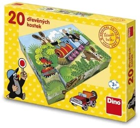Dino Dřevěné obrázkové kostky Krtek a doprava 20 kostky