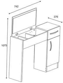 Toaletní stolek INCI 108,8x74,2 cm bílá
