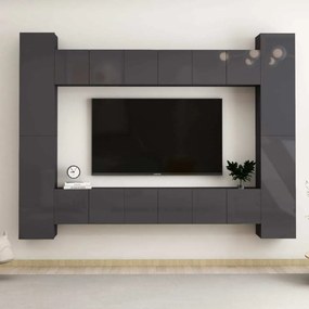 vidaXL 10dílný set TV skříněk dřevotříska [3078652] Barva: Betonová šedá