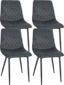 Sada 4 ks židle Telde samet – tmavě šedá