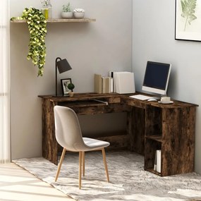 Rohový psací stůl kouřový dub 120x140x75 cm kompozitní dřevo - Default Title