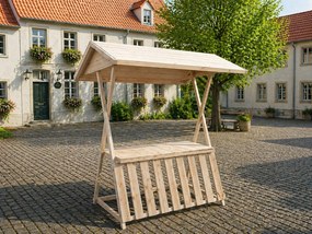 Dřevěný prodejní stánek s mřížkou - Premium, barva natur, (1,25 × 1,9 m), S_BUFET4 - nejzahradnidomek.cz
