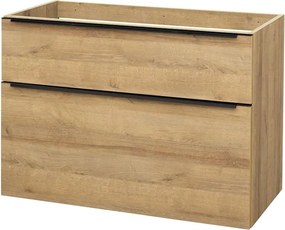 Mereo, Mereo Mailo, koupelnová skříňka 100 cm, dub Riviera, černé madlo, MER-CN522SBN
