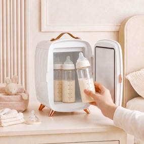 HOMCOM Mini lednička 6 l Malá kosmetická lednička s funkcí chlazení, přenosná kosmetická lednička na kosmetiku, nápoje, ovoce, bílá