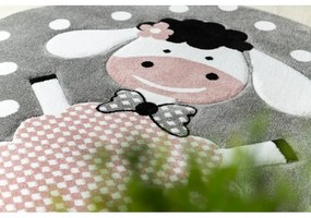 Dywany Łuszczów, Dětský kusový koberec Petit Dolly sheep grey kruh, 120x120 (průměr) kruh, růžová, dětský pokoj