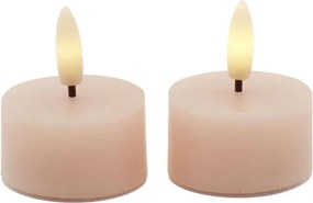Sada LED čajové svíčky na baterie Sille Tealight, Ø 4,5 × 2,2 cm, tmavá broskev, z pravého vosku, balení 2 ks