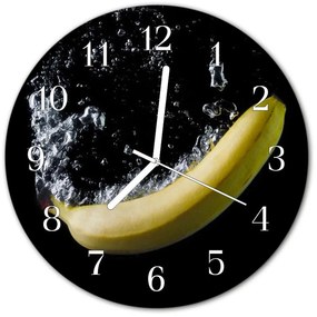 Nástenné skleněné hodiny banán fi 30 cm