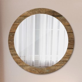 Kulaté zrcadlo tištěný rám Staré dřevo fi 80 cm